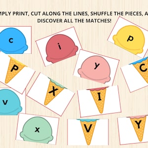 Ice Cream Alphabet Match,preschool Letters,alphabet Matching Game ...