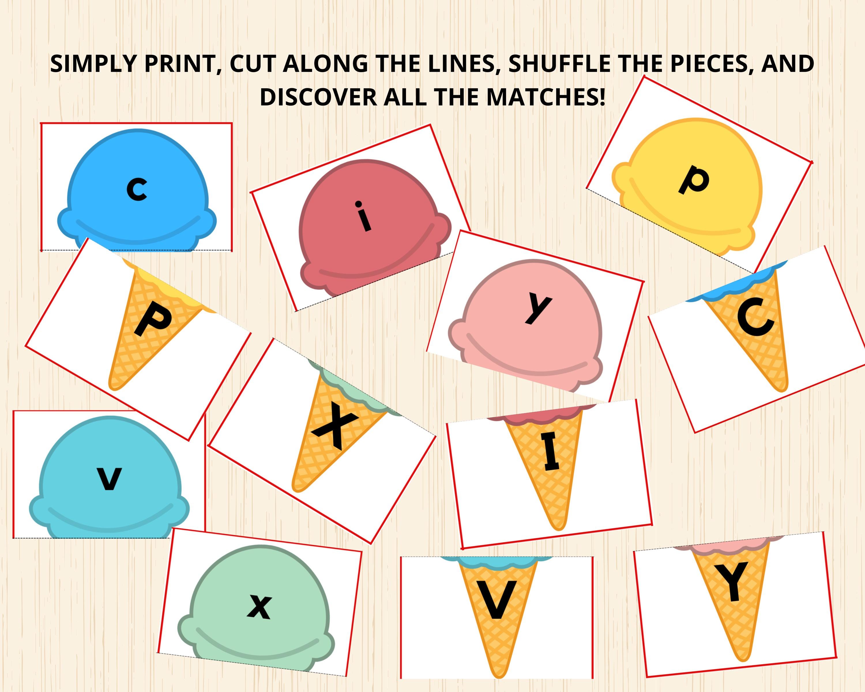 Ice Cream Alphabet Match,preschool Letters,alphabet Matching Game ...