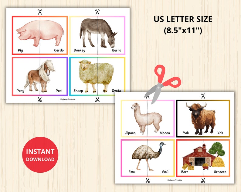 Farm Animals Puzzle Pairs,farm Animals Symmetry Puzzles, Animals ...