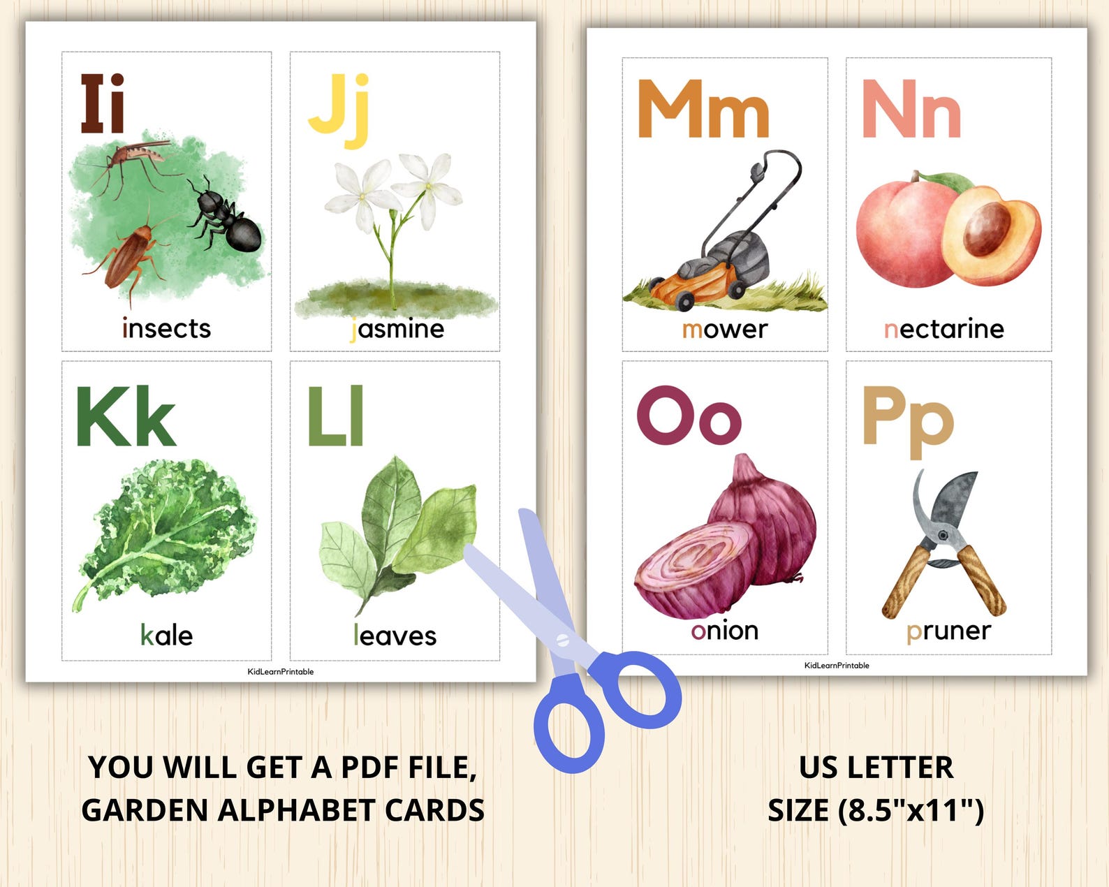 Garden Alphabet Cards,nature Flashcard,abc Flashcard,alphabet Cards for ...
