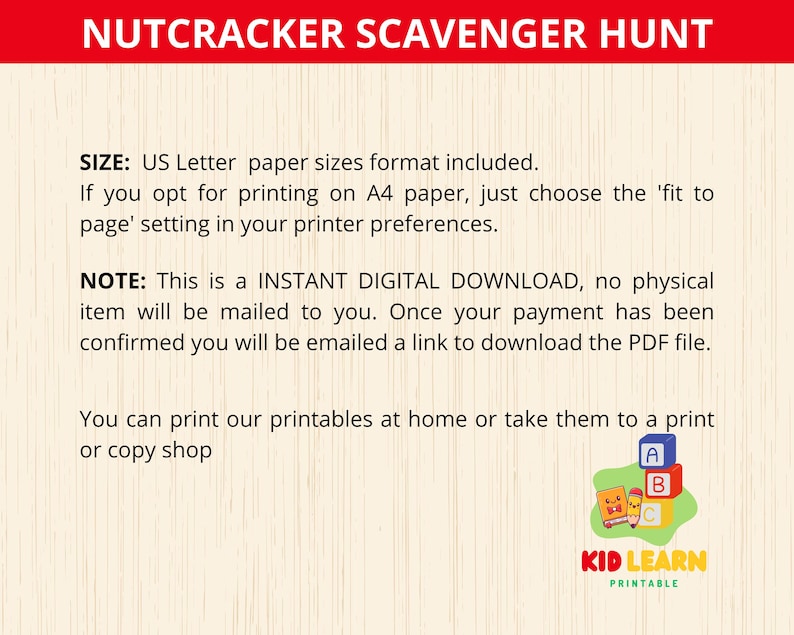 Nutcracker Treasure Hunt,nutcracket Ballet Scavanger Hunt,scavenger ...
