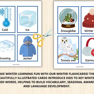 Winter Flashcards,winter Vocabulary,winter Montessori Preschool,holiday ...