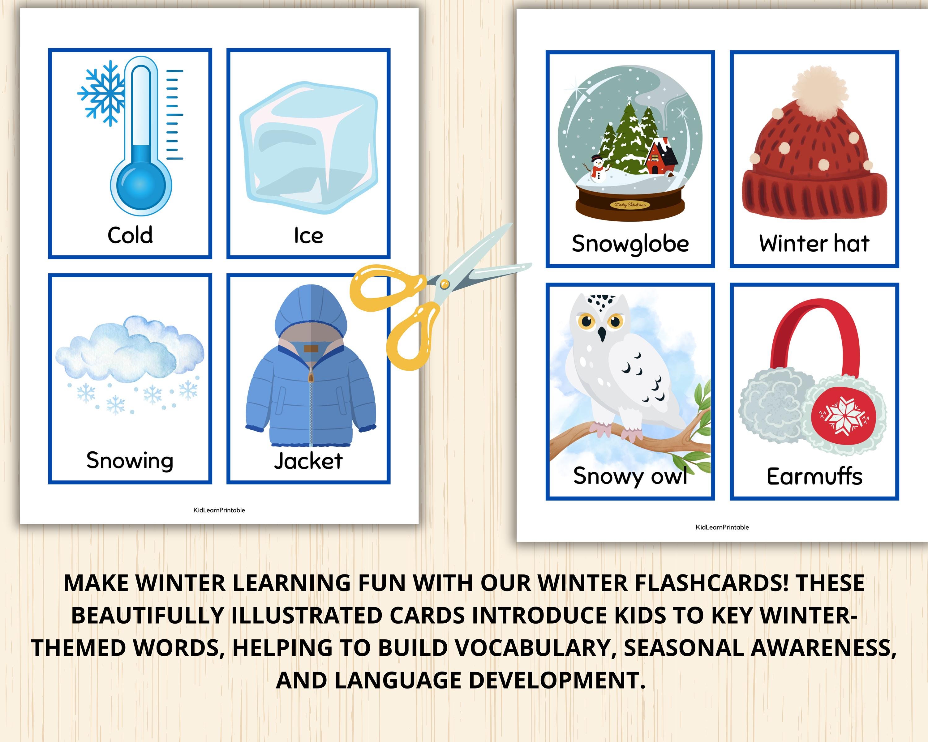 Winter Flashcards,winter Vocabulary,winter Montessori Preschool,holiday ...