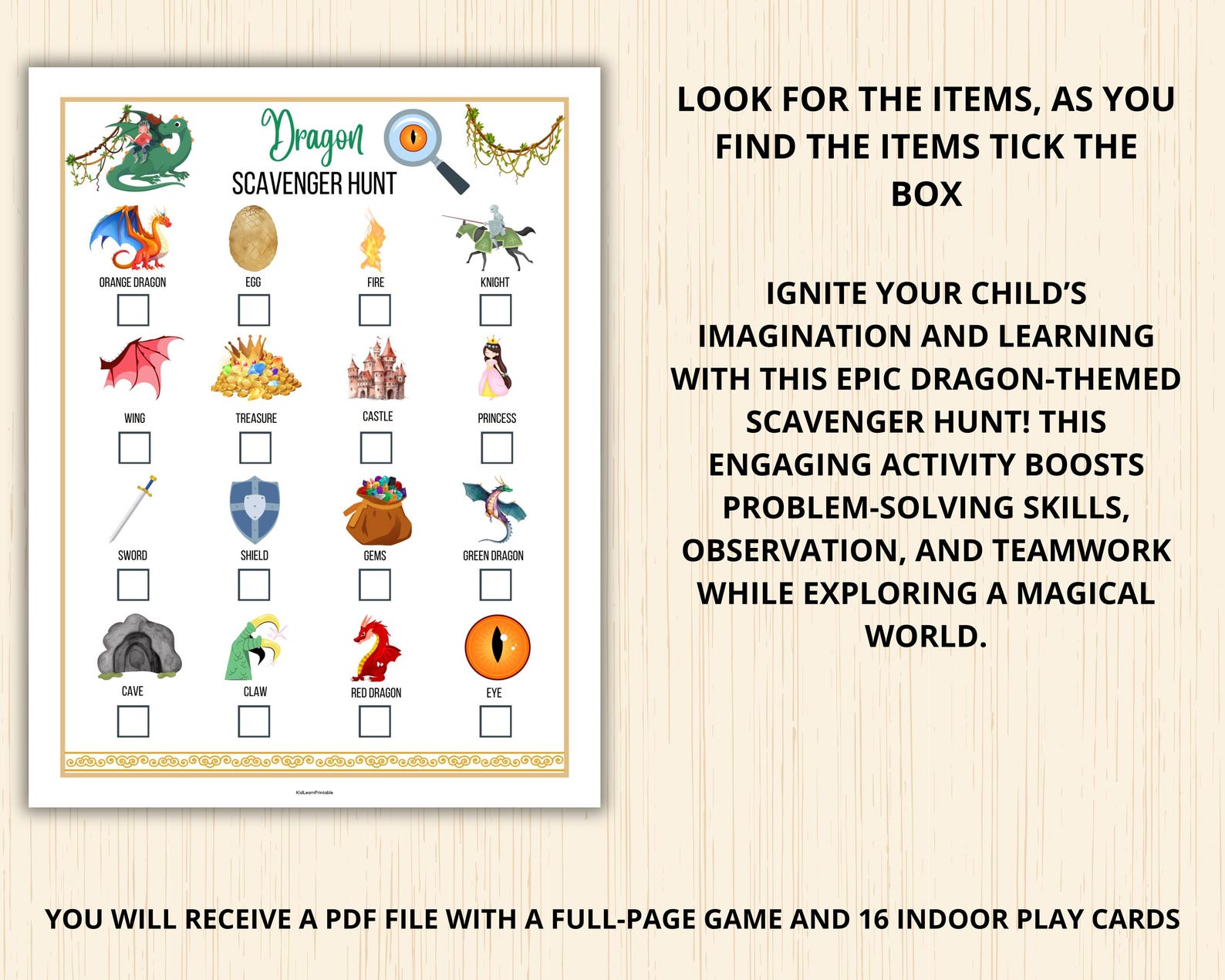 Dragon Scavenger Hunt,dragon Party Game,fairy Tale Party Game,dragon ...