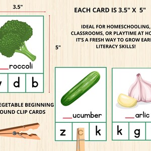 Vegetable Beginning Sound Clip Cards,veggies Montessori Preschool ...