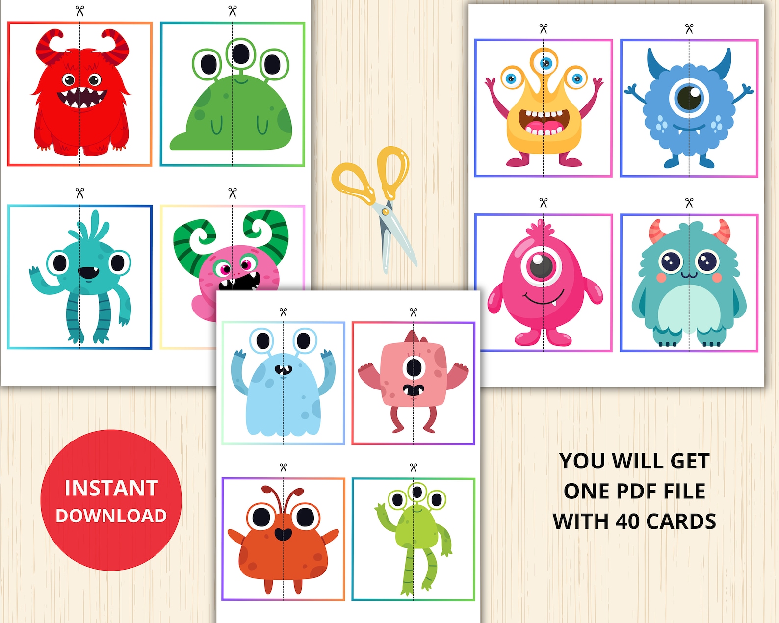 Monster Matching Games,2-piece Puzzles,monster Lovers,toddler Puzzle ...