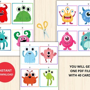 Monster Matching Games,2-piece Puzzles,monster Lovers,toddler Puzzle ...