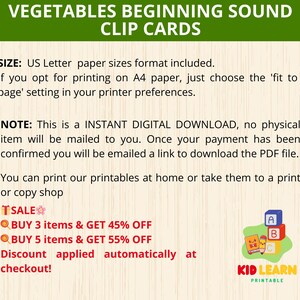 Vegetable Beginning Sound Clip Cards,veggies Montessori Preschool ...
