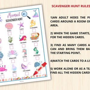 Mermaid Scavenger Hunt,mermaid Trasure Hunt,mermaid Birthday Party Game ...