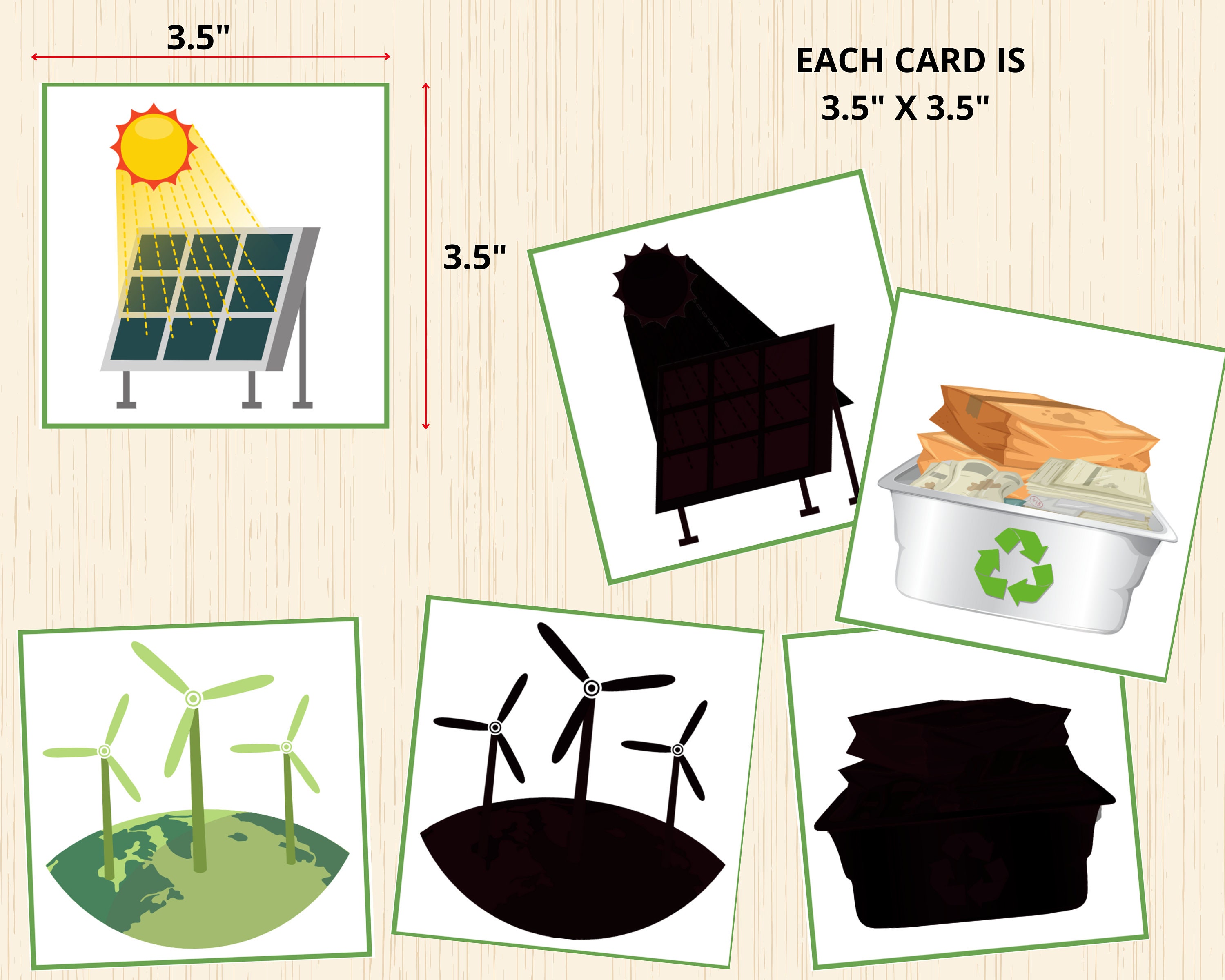 Earth Day Shadow Matching Cards, Earth Day Flashcards,environmental ...
