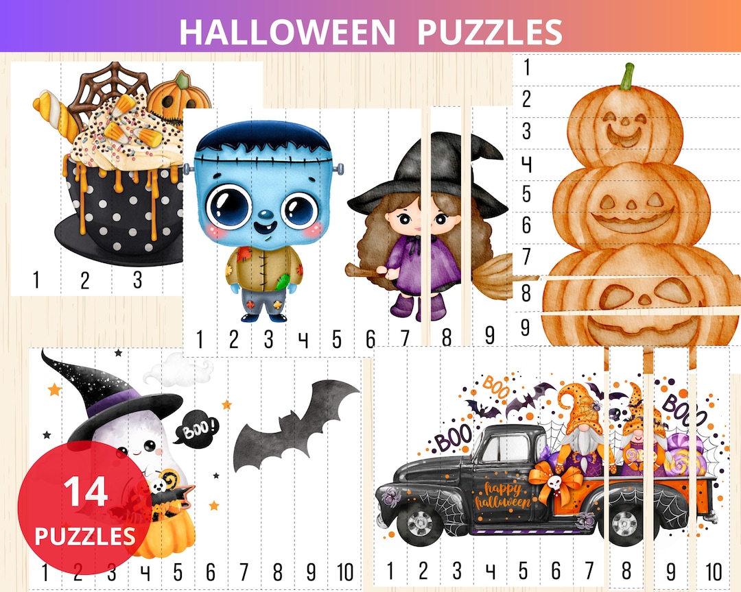 Halloween Number Puzzles,halloween Montessori,halloween Number Sequence ...