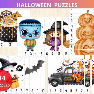 Halloween Number Puzzles,halloween Montessori,halloween Number Sequence ...