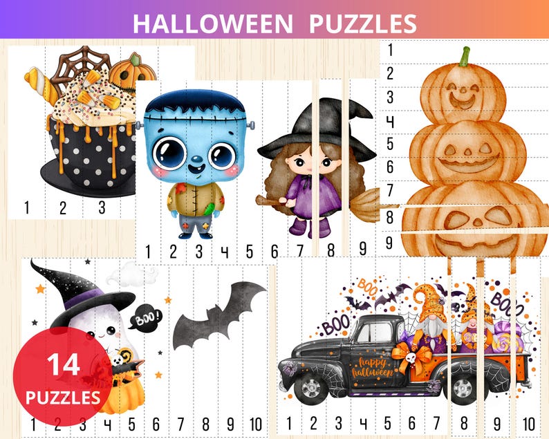 Halloween Number Puzzles,halloween Montessori,halloween Number Sequence ...