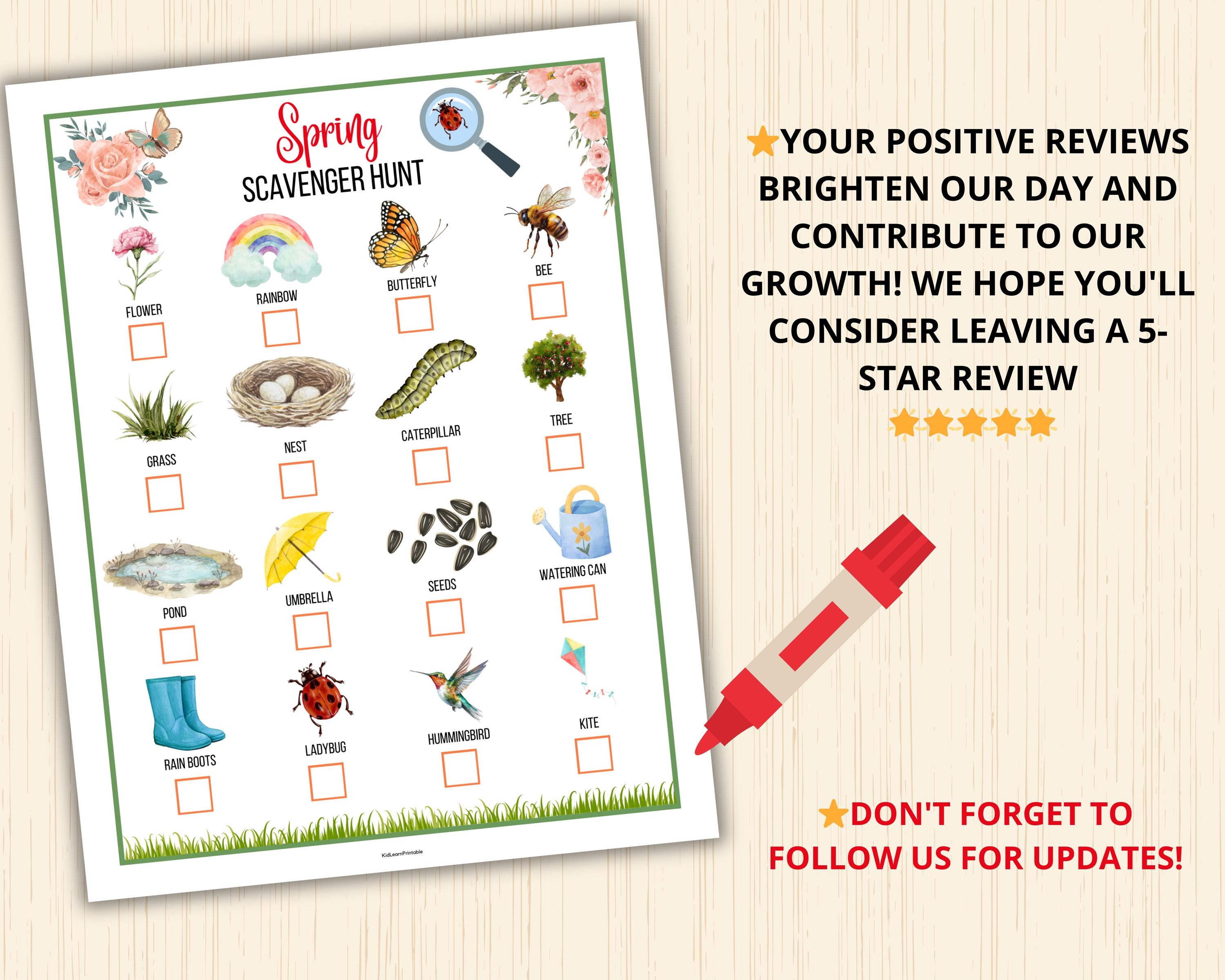 Spring Scavenger Hunt,spring Treasure Hunt Game for Kids,indoor Outdoor ...