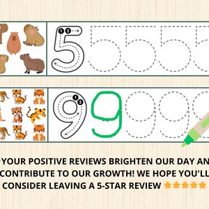 Safari Animal Number Tracing,handwriting Practice,writing Skills ...