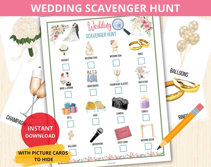 Wedding Treasure Hunt for Kids, Wedding Scavenger Hunt, Wedding ...