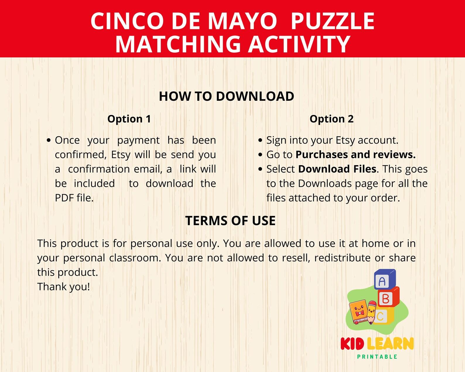 Cinco De Mayo Matching Game,preschool Activity,montessori,matching ...