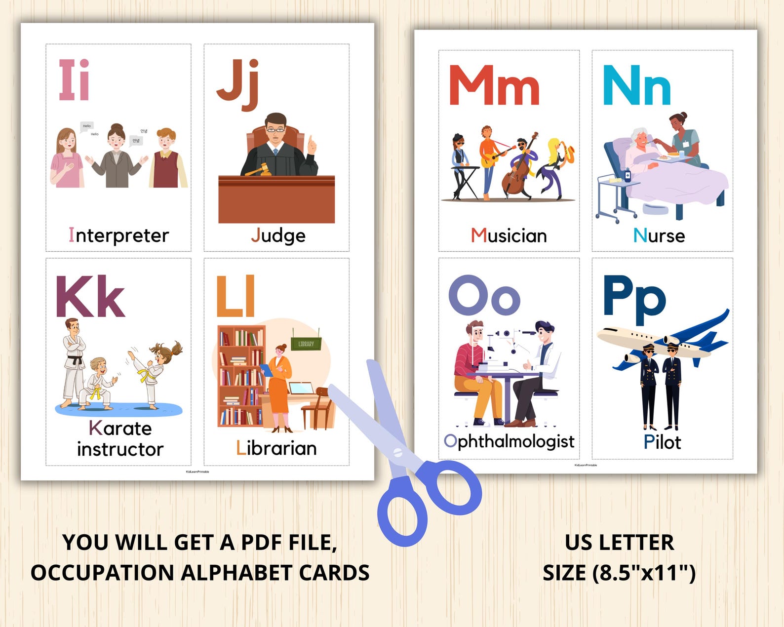 Occupation Alphabet Flashcards,alphabet Job Flashcards,profession Abc ...