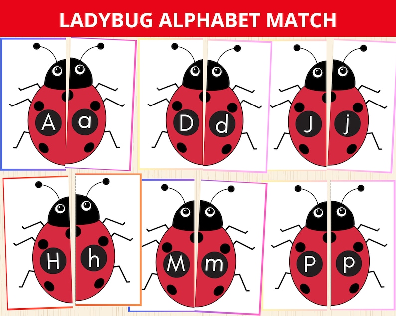 Ladybug Letter Match, Preschool Letters,alphabet Matching Game,alphabet ...