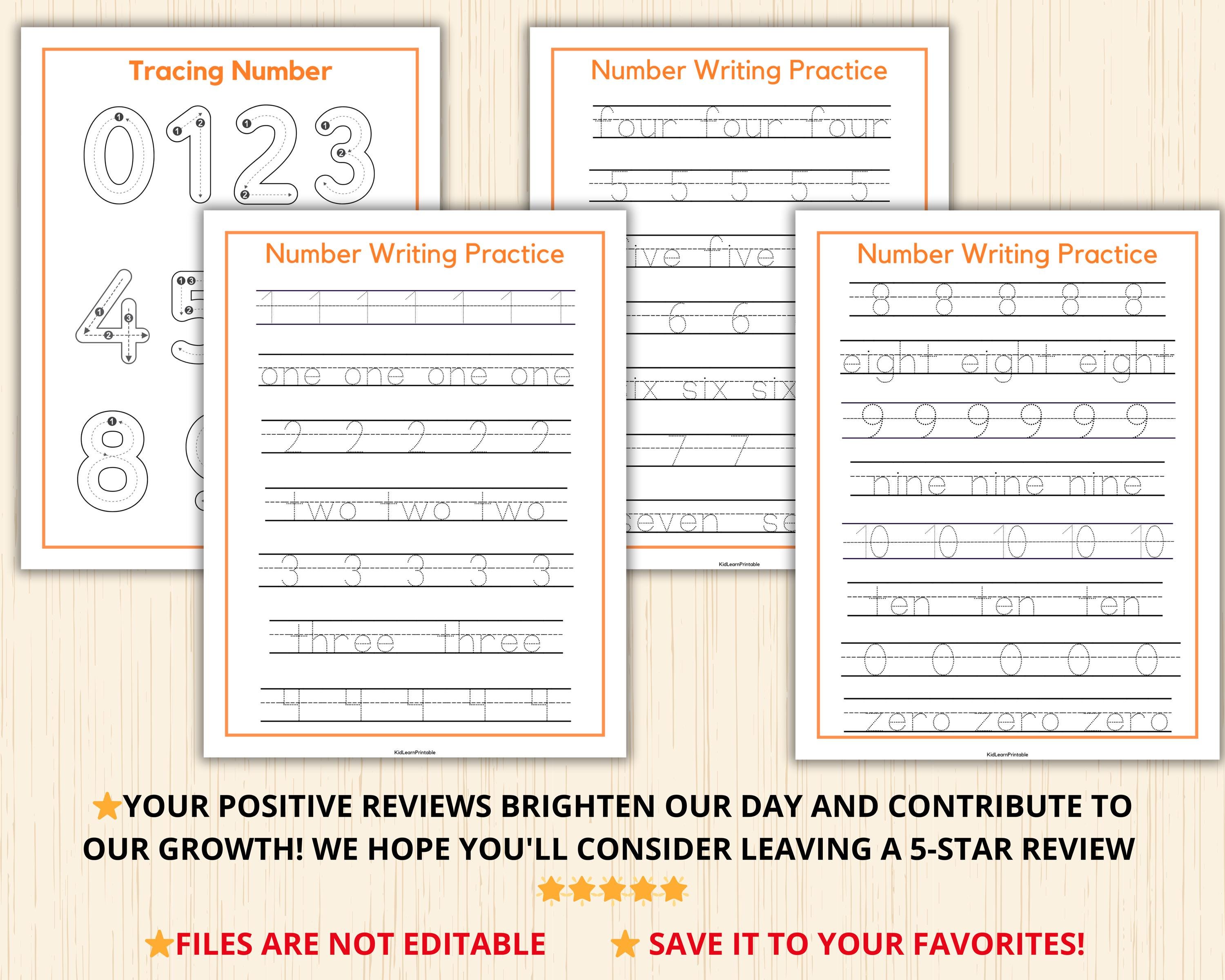 Fall Number Tracing Worksheets,autumn Numbers Writing Practice ...