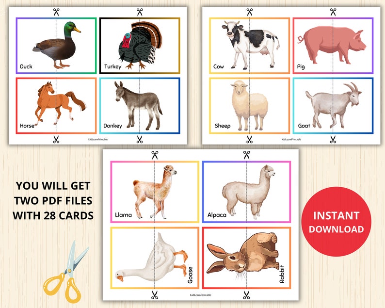 Farm Animals Matching Game,farm Animals Puzzle Pair,puzzle Symmetry ...
