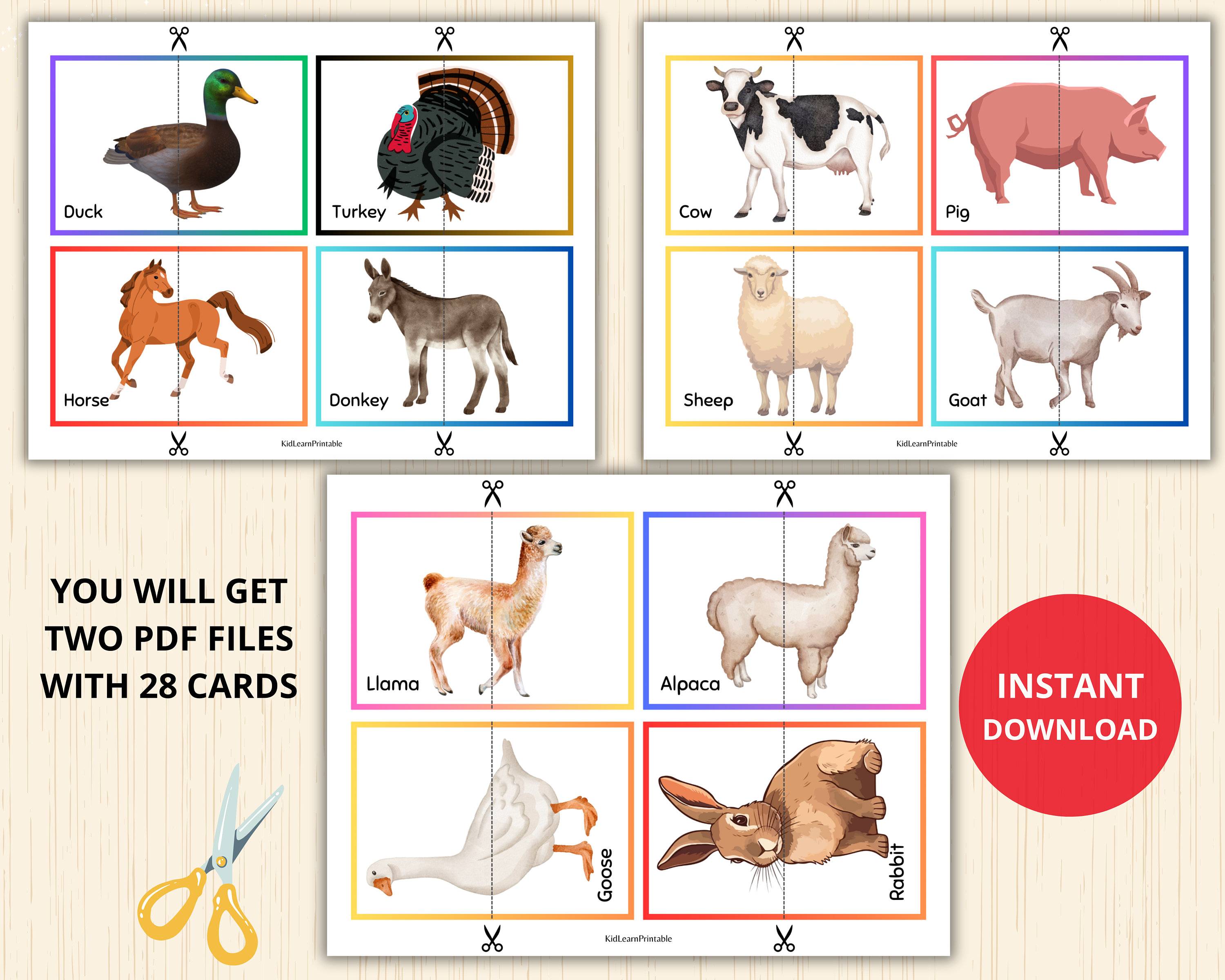 Farm Animals Matching Game,farm Animals Puzzle Pair,puzzle Symmetry ...