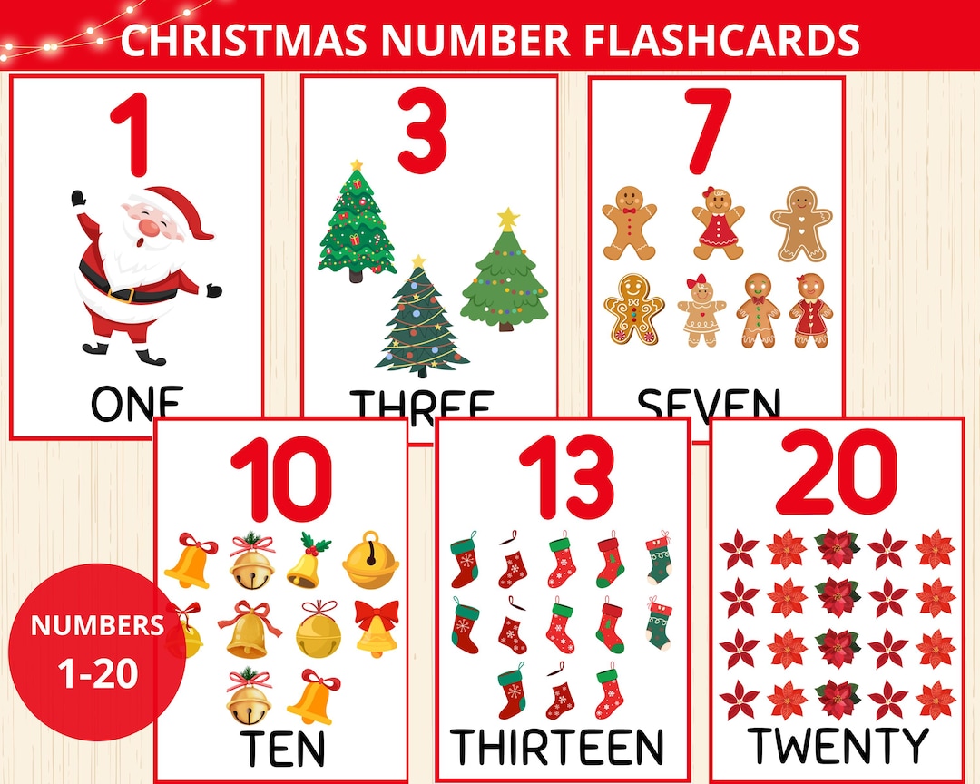 Christmas Number Flashcards,winter Number Cards,christmas Unit Study ...