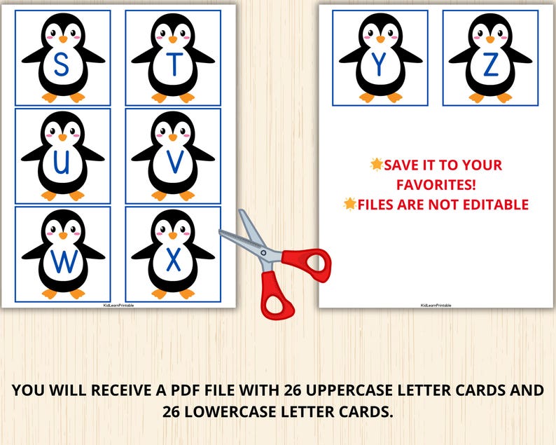 Penguin Letter Match,winter Alphabet Matching,uppercase Lowercase Match ...