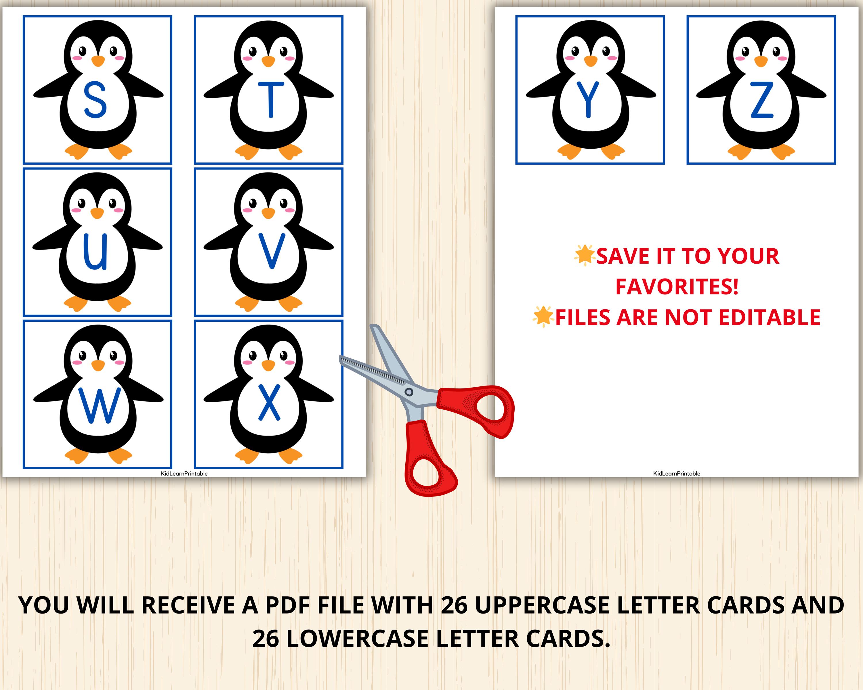 Penguin Letter Match,winter Alphabet Matching,uppercase Lowercase Match ...