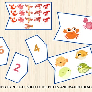 Ocean Animals Number Matching Puzzles,sea Animals Puzzle,counting ...