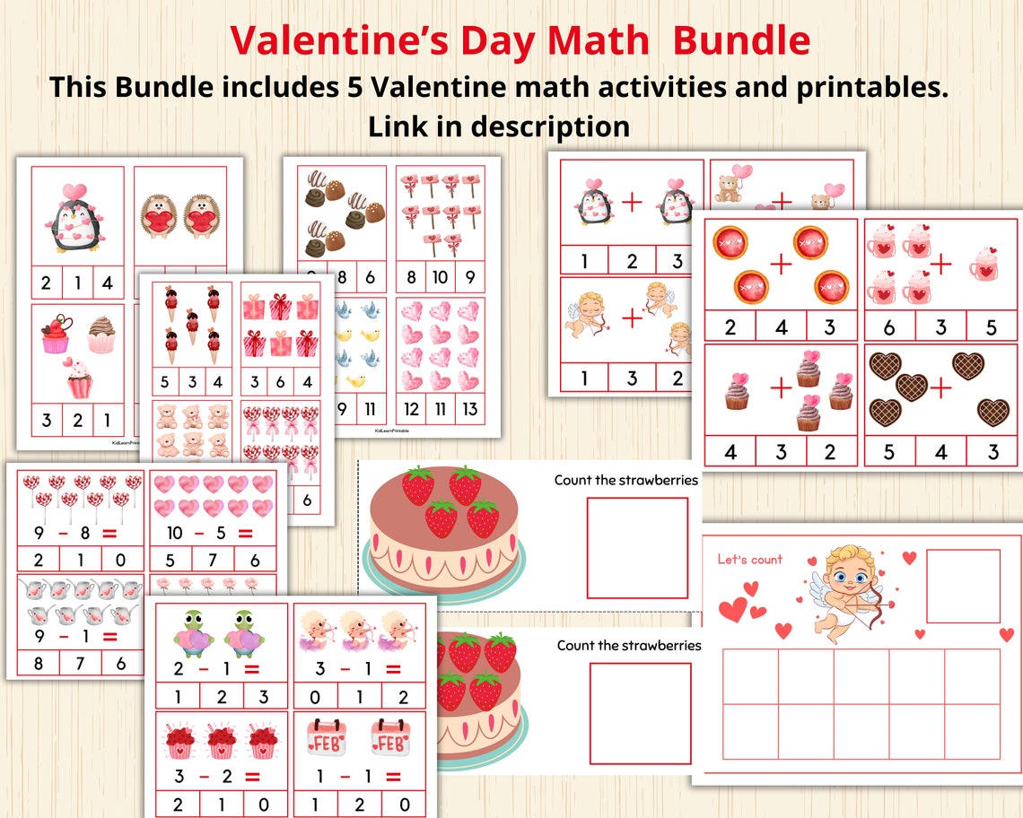 Valentine Count Strawberries Math Printable, Counting Valentines ...