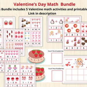 Valentine Count Strawberries Math Printable, Counting Valentines ...