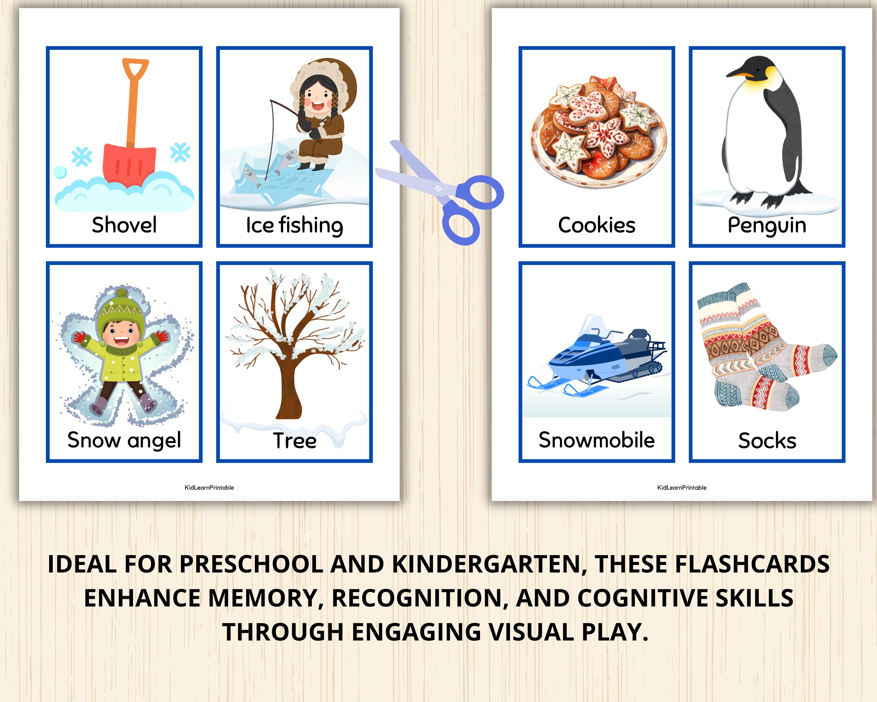 Winter Flashcards,winter Vocabulary,winter Montessori Preschool,holiday ...