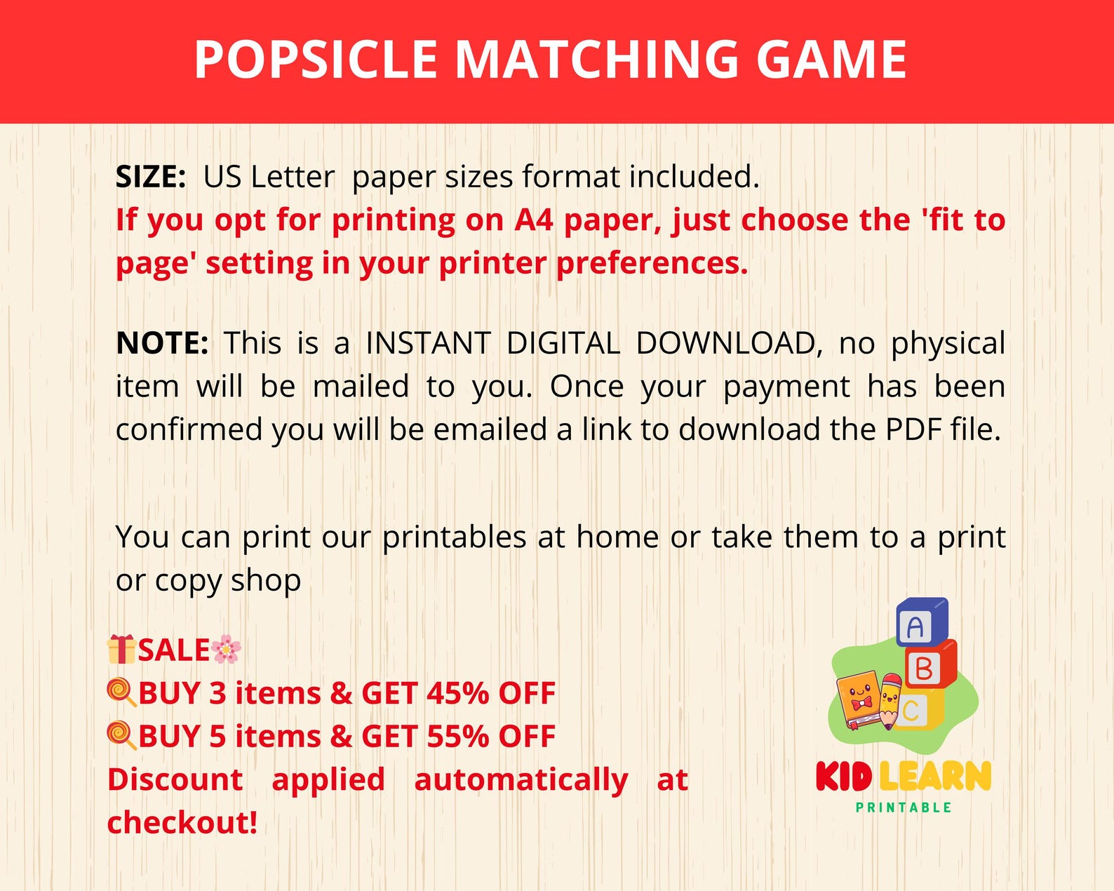 Popsicles Matching Game,summer Matching Activity,summer Preschool ...