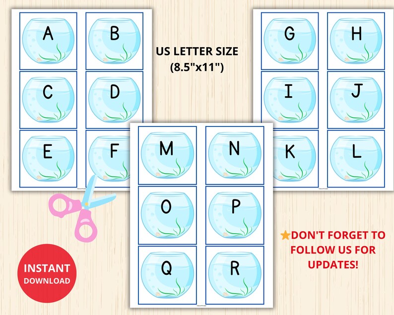 Fish Alphabet Match,ocean Animal Alphabet Matching,fish ABC Matching ...