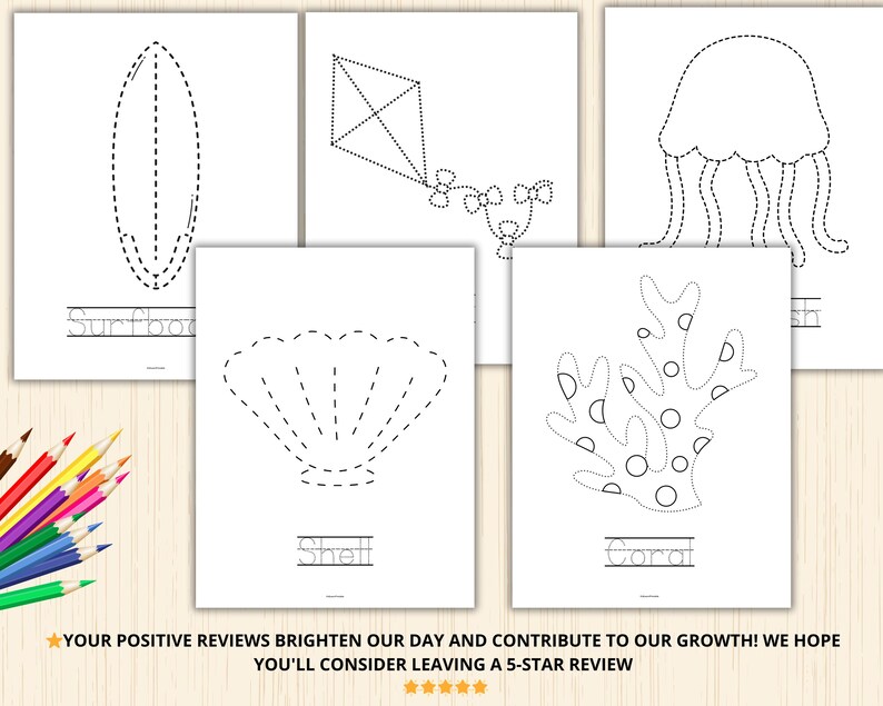 Summer Tracing Worksheets,summer Coloring Page,summer Tracing Practice ...