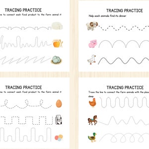 Tracing Worksheets, Preschool Worksheets,tracing Practice, Farm Animals ...