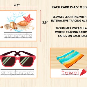 Summer Word Tracing Cards,tracing Cards,summer Montessori,summer ...