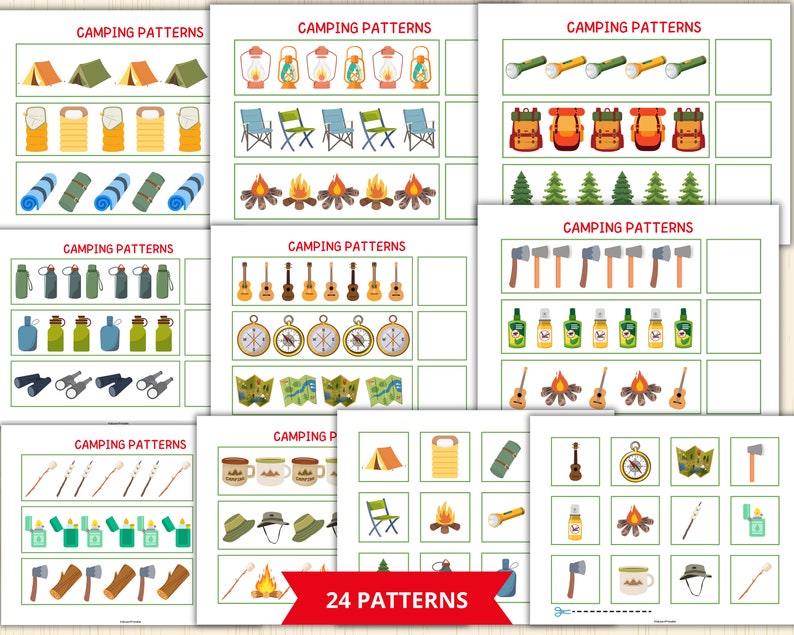Camping Bundle,preschool Activity,patterns Activity,shadow Matching ...