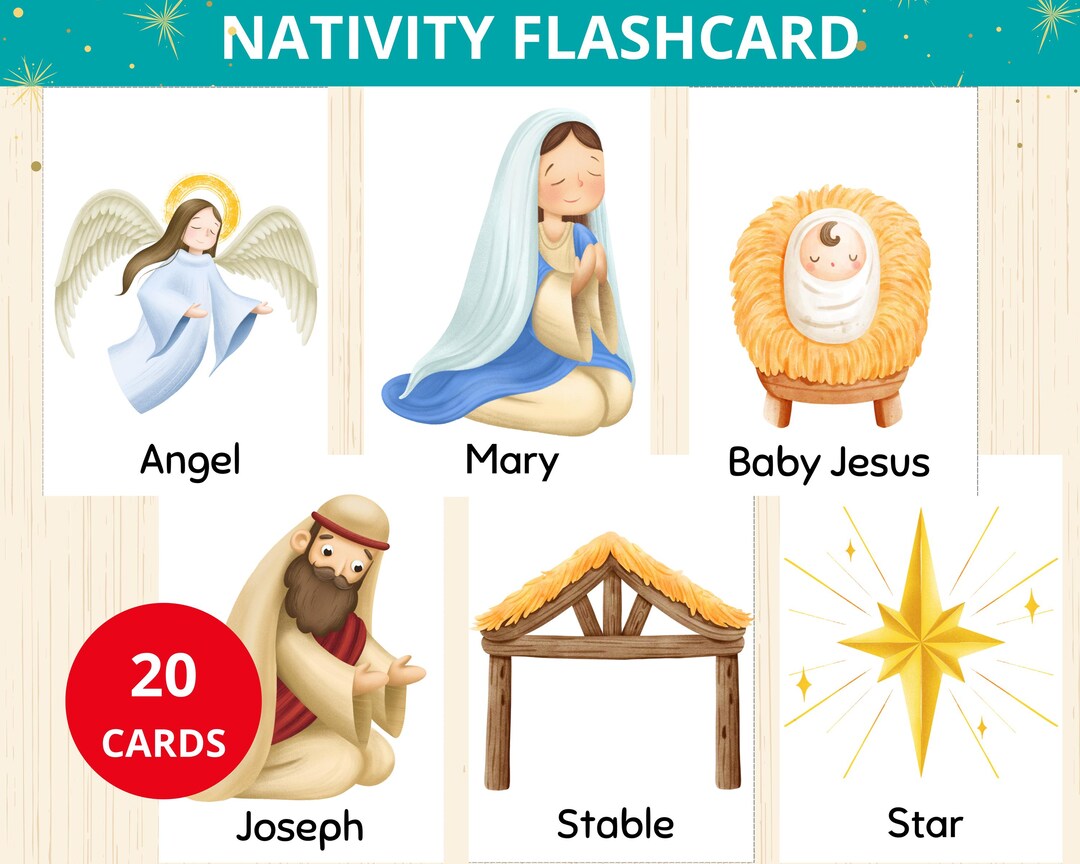 Nativity Flashcards for Kids,nativity Story Cards,nativity Scene Kids ...