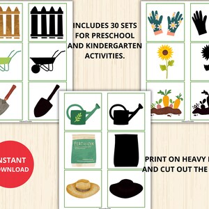 Garden Shadow Matching Cards,garden Flashcards, Spring Activity ...