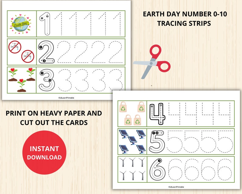Earth Day Activity,number Tracing Strips,number Tracing Worksheets ...