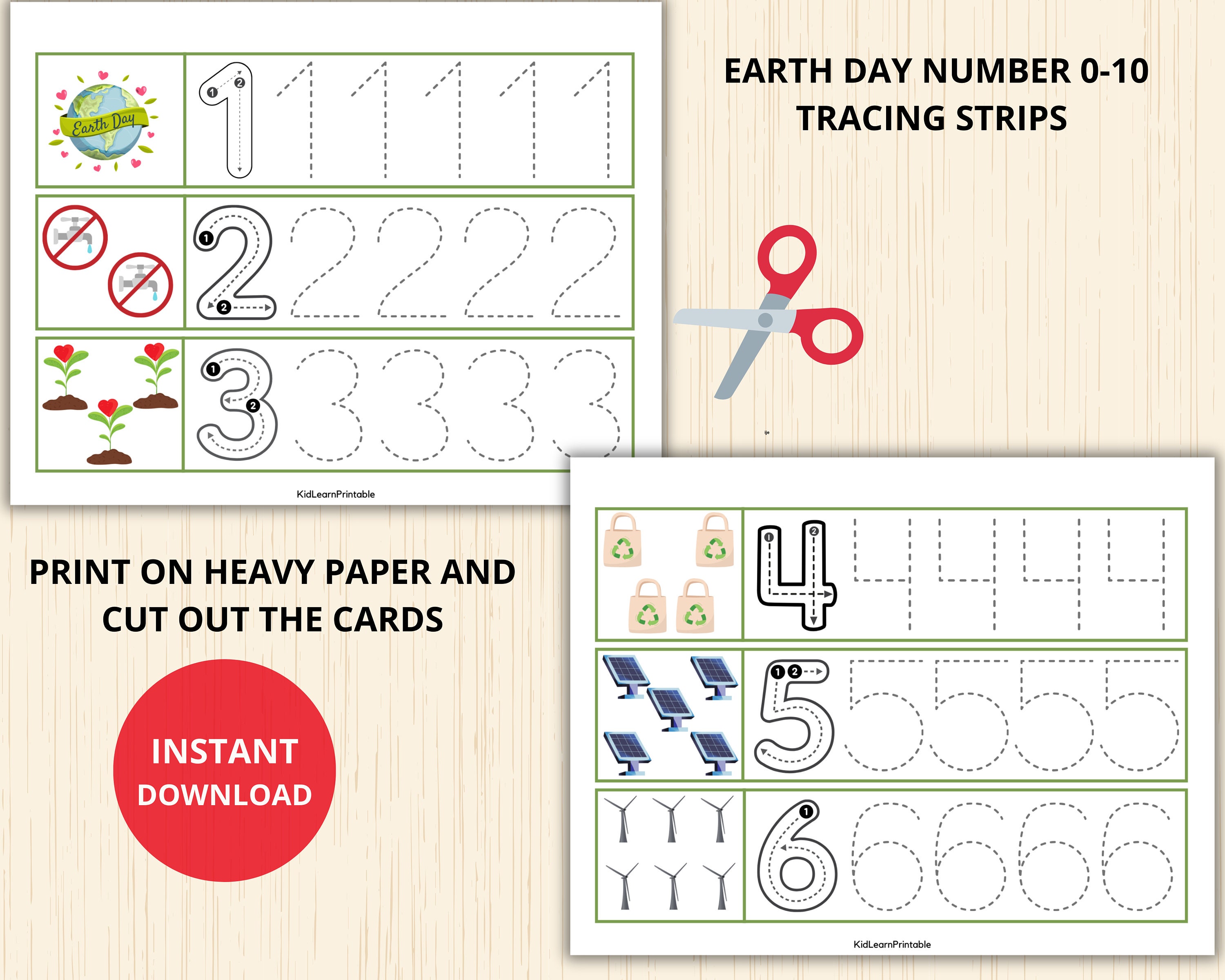 Earth Day Activity,number Tracing Strips,number Tracing Worksheets ...