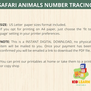 Safari Animal Number Tracing,handwriting Practice,writing Skills ...