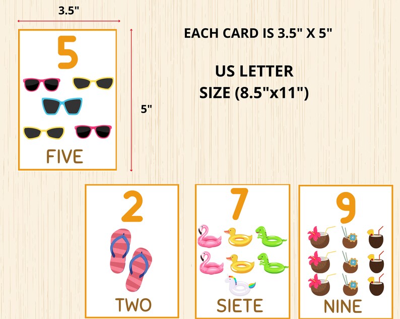 Summer Number Flashcards,numbers 1-20,numbers Bilingual Flashcards ...