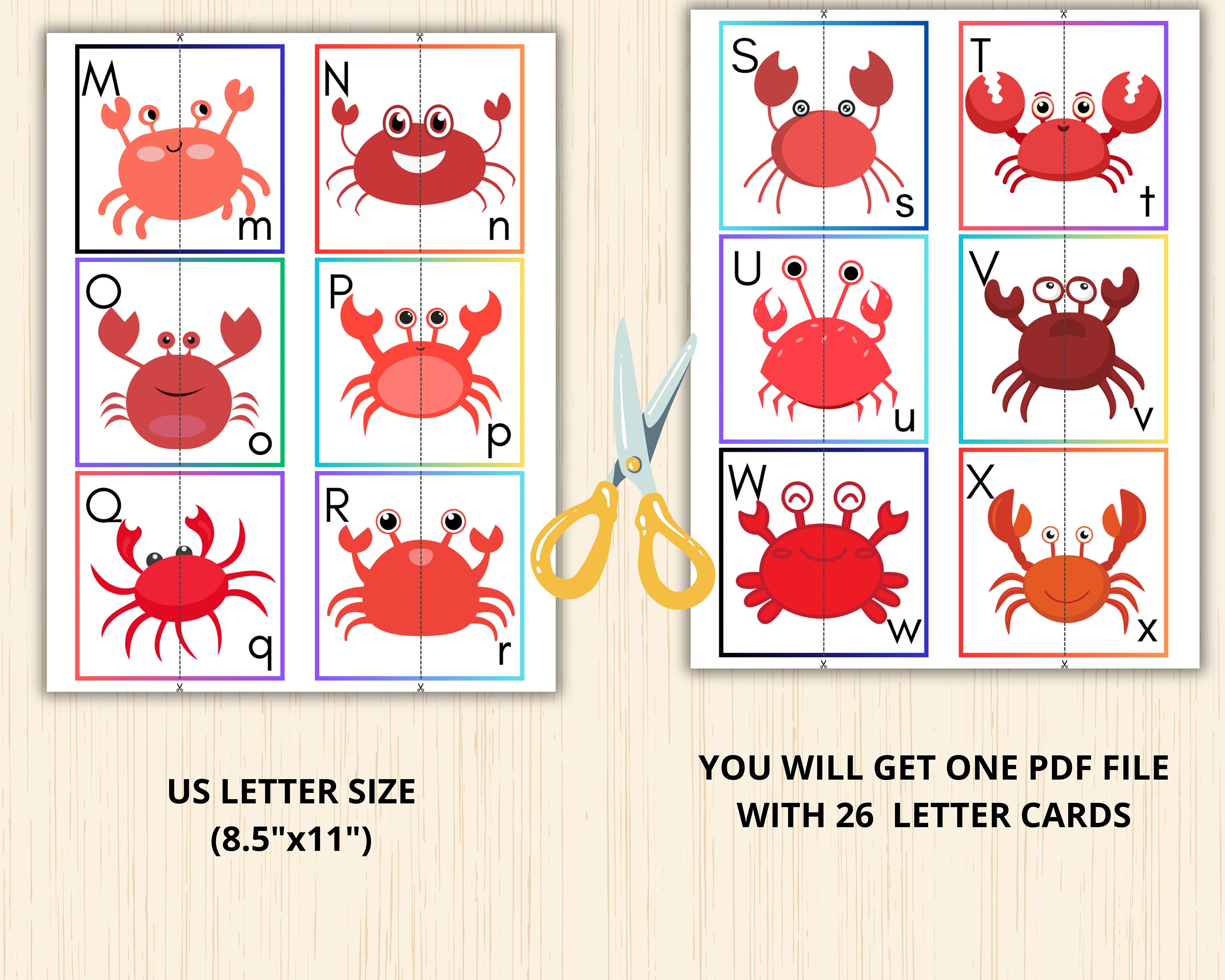 Crab Letter Match,preschool Letters,alphabet Matching Game,letter ...