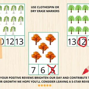 Tree Count and Clip Cards,spring Counting Cards,tree Math Activity,tree ...