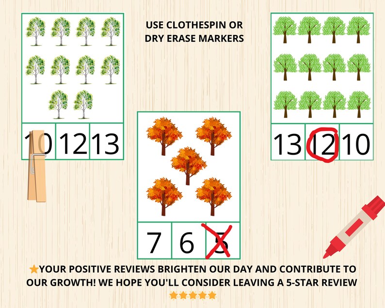 Tree Count and Clip Cards,spring Counting Cards,tree Math Activity,tree ...