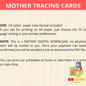 Mother's Day Word Tracing Cards,tracing Cards,mothers Day,mom's Day ...