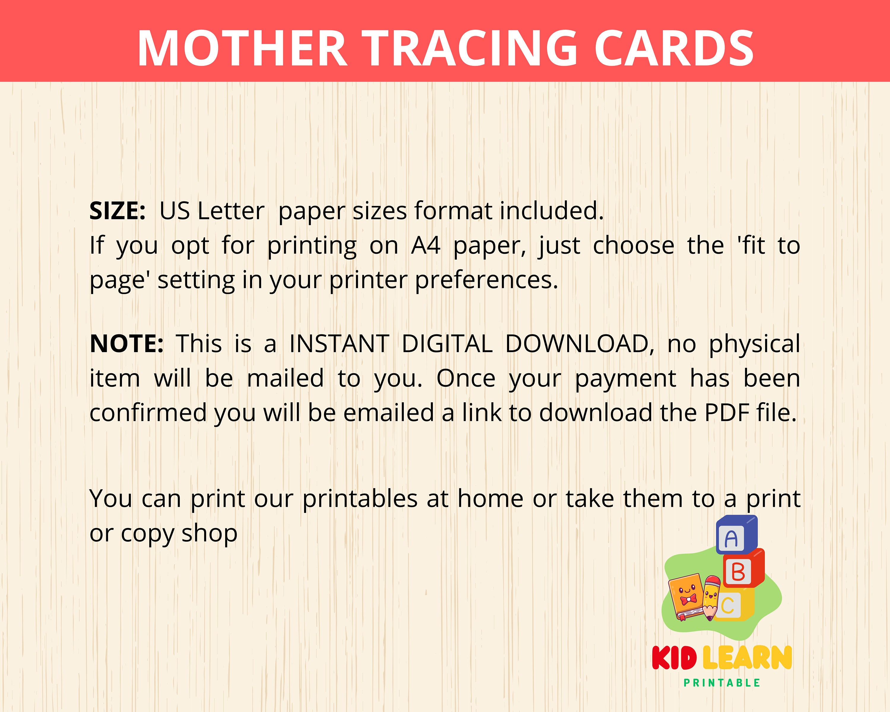 Mother's Day Word Tracing Cards,tracing Cards,mothers Day,mom's Day ...